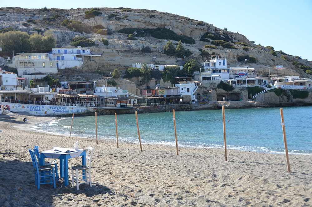 Matala Süd Kreta. Hotels und Informationen, Fotos. Karten.